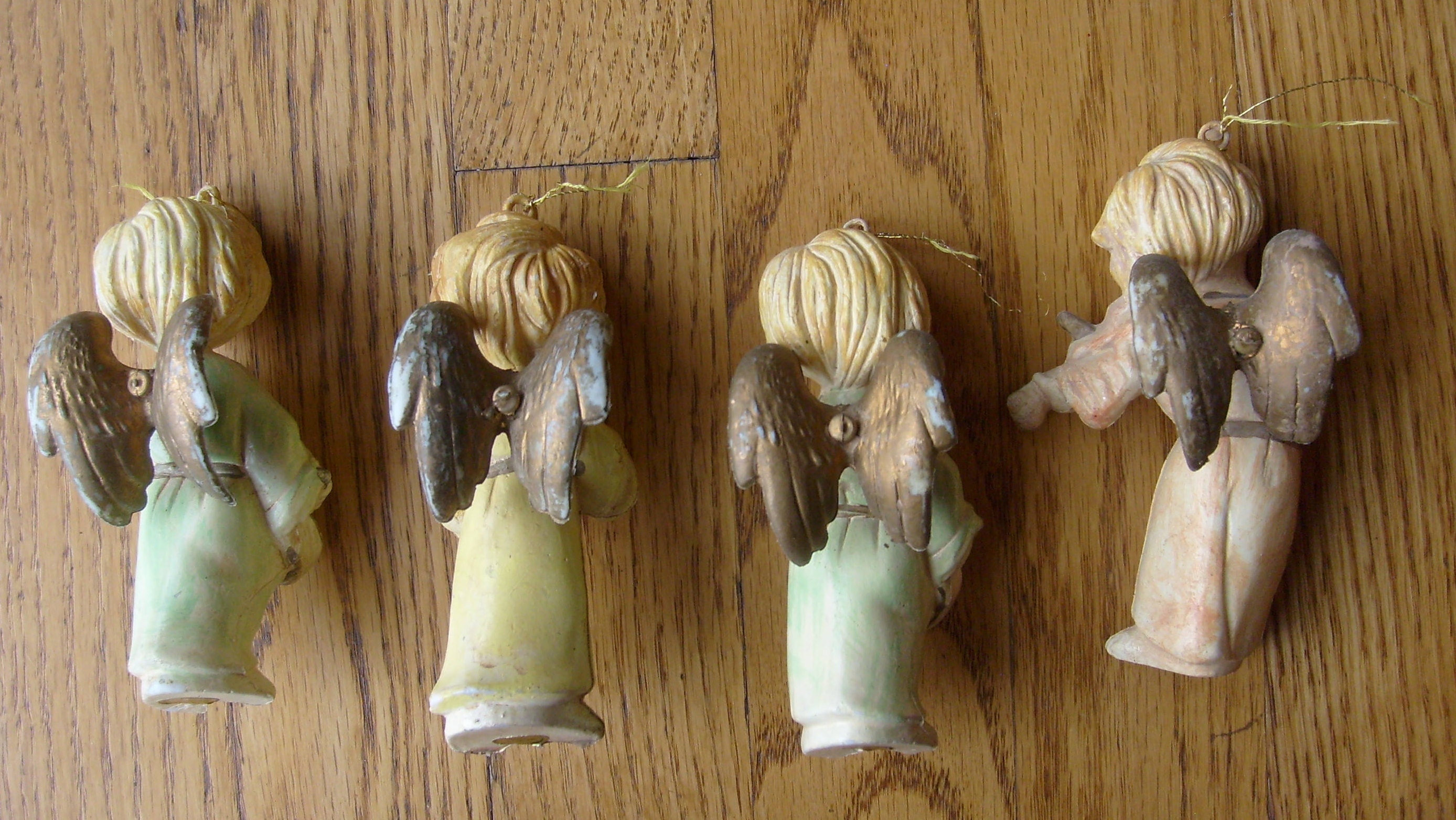 Vintage Angels With Instruments, Set of Four to Hang From Tree or Place ...
