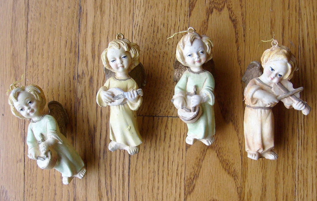 Vintage Angels With Instruments Set of Four to Hang From Tree - Etsy