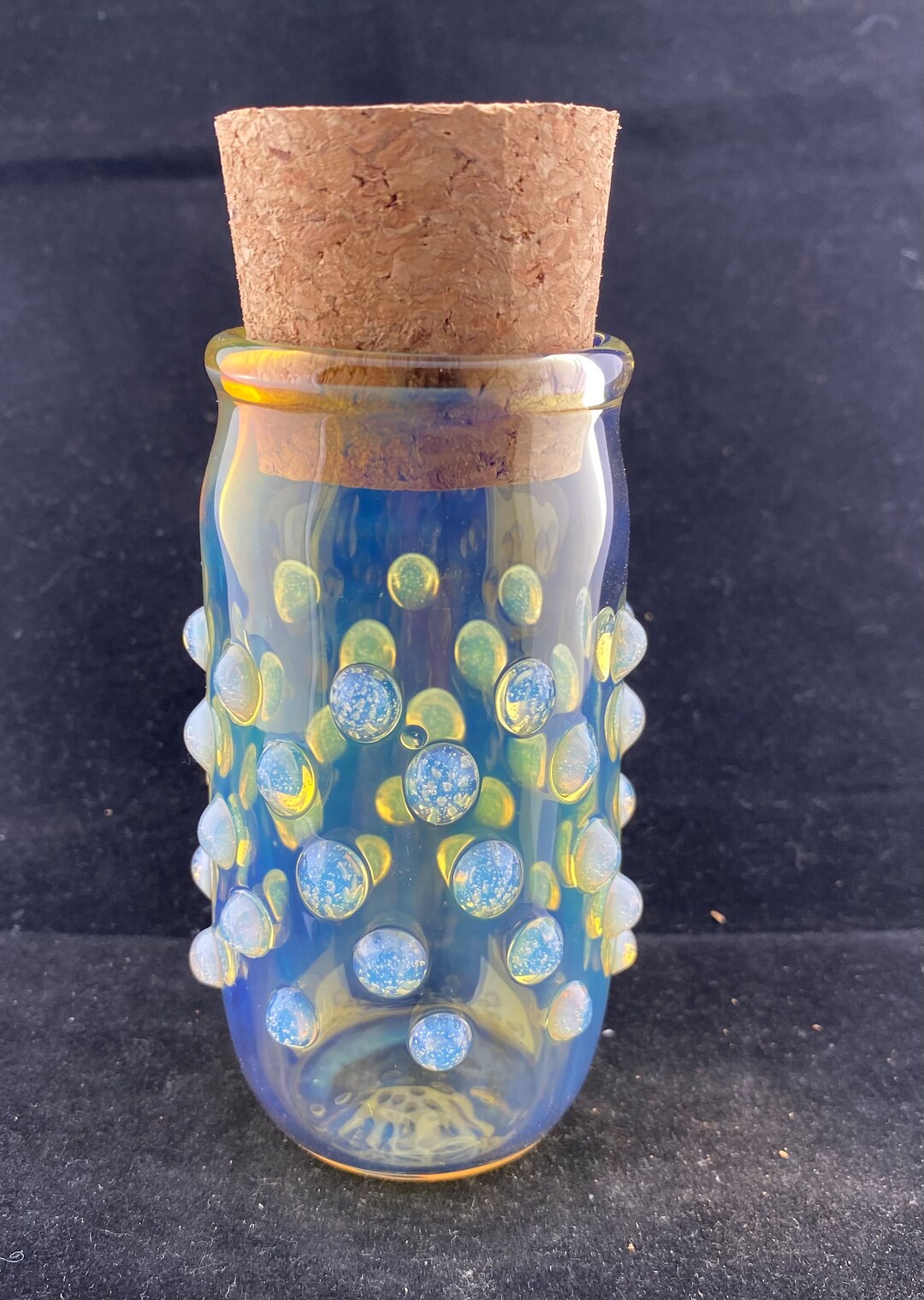 Hand Blown Glass Jar With Silver Fume and Pearl White Hob-nail Bumps - Etsy