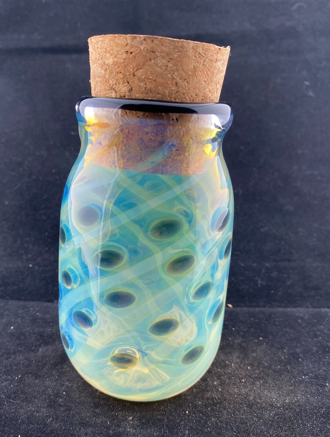 Hand Blown Jar With Silver Fume and Translucent Black Accents - Etsy