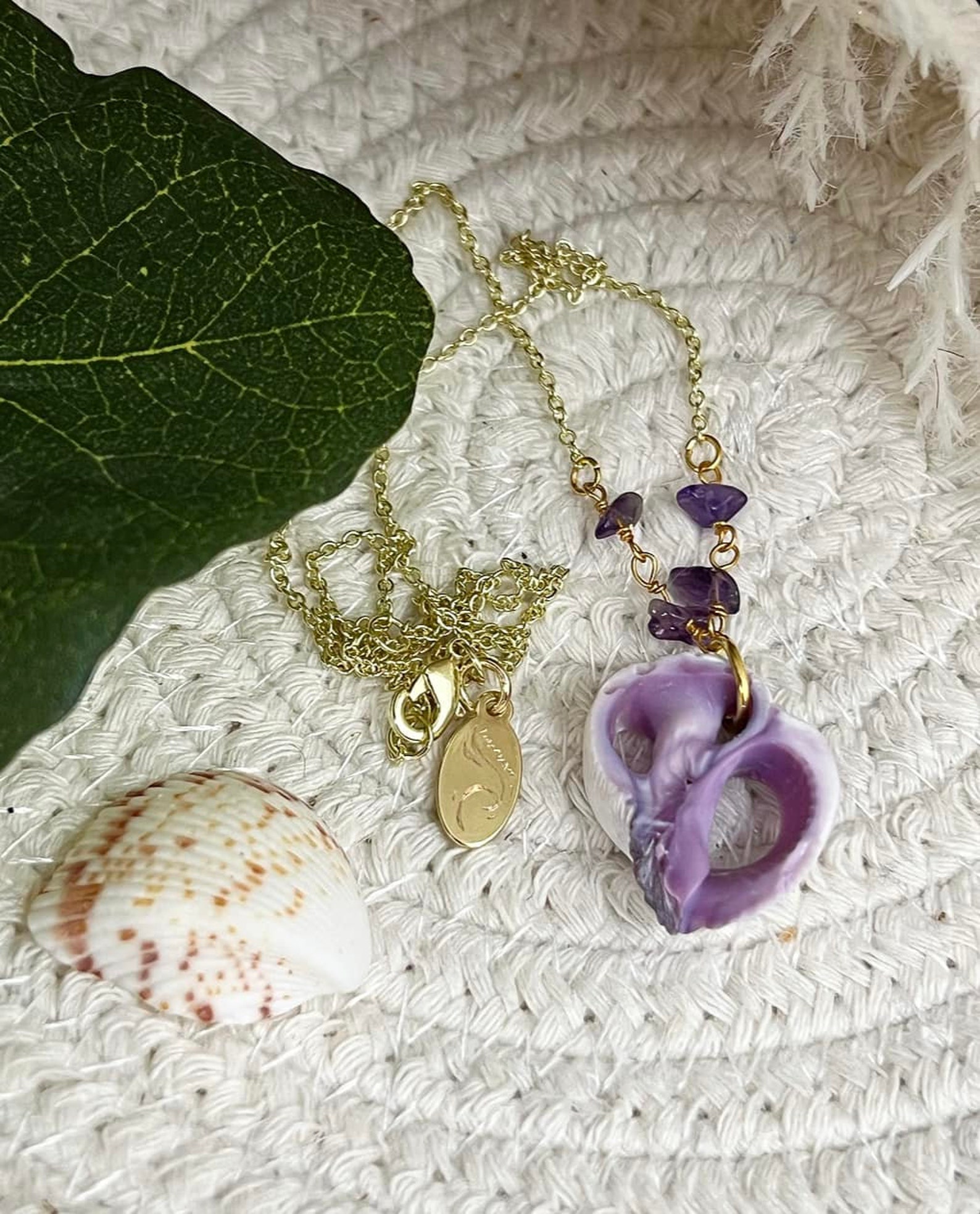 Cebu Shell Amethyst Pendant Necklace, Amethyst Chip Necklace, Beachy ...