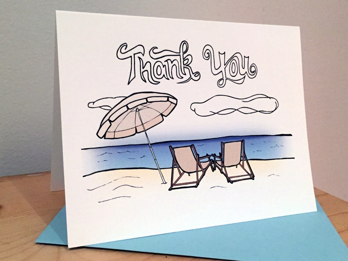 Thank You Card: Beach - Etsy