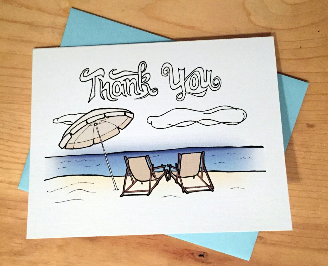 Thank You Card: Beach - Etsy