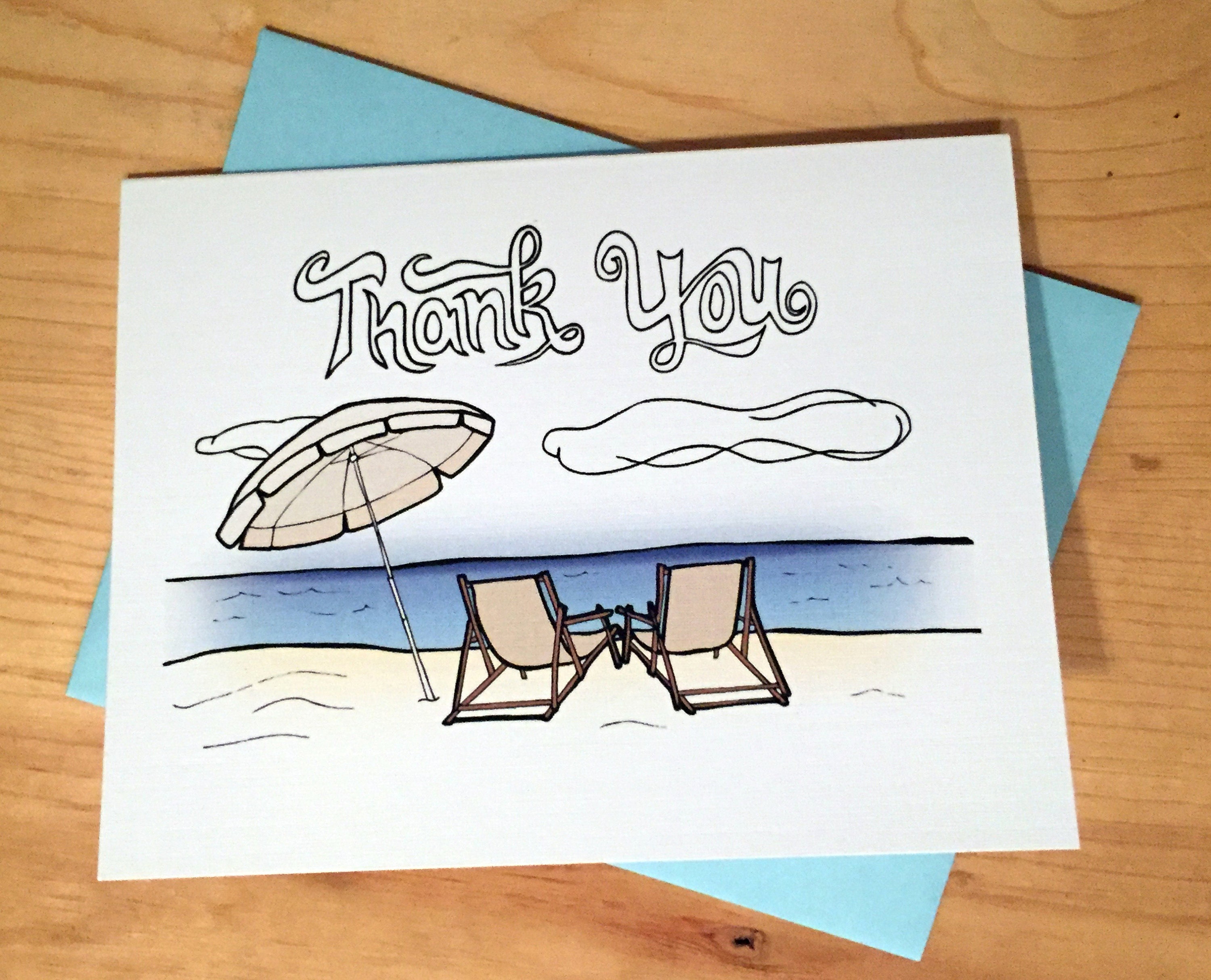 Thank You Card: Beach - Etsy