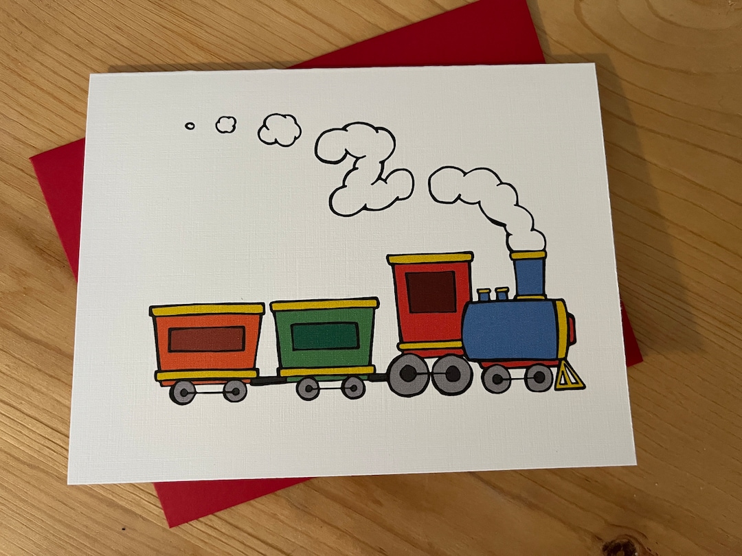 2nd Birthday Card: Train Cartoon - Etsy