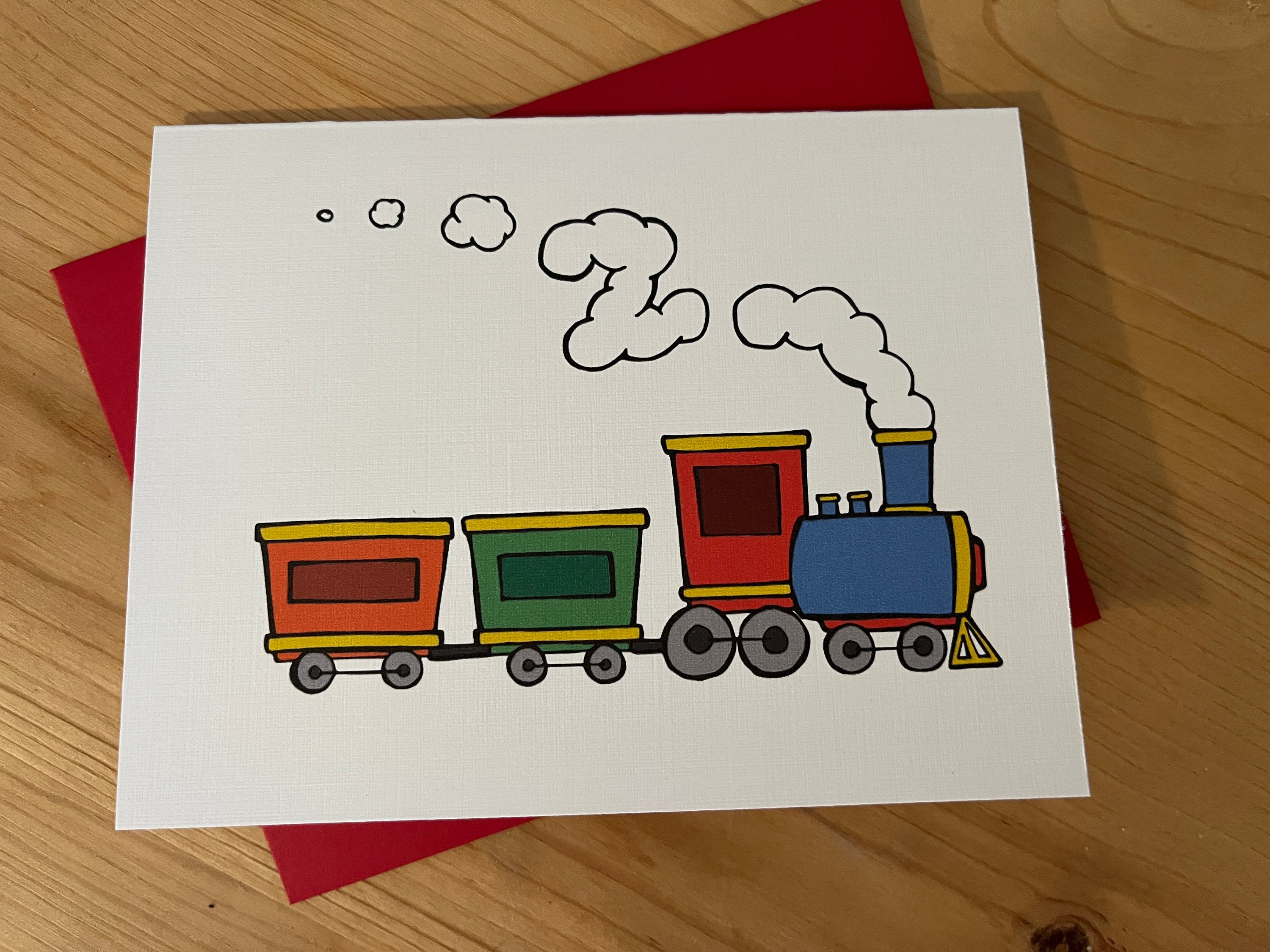 2nd Birthday Card: Train Cartoon - Etsy