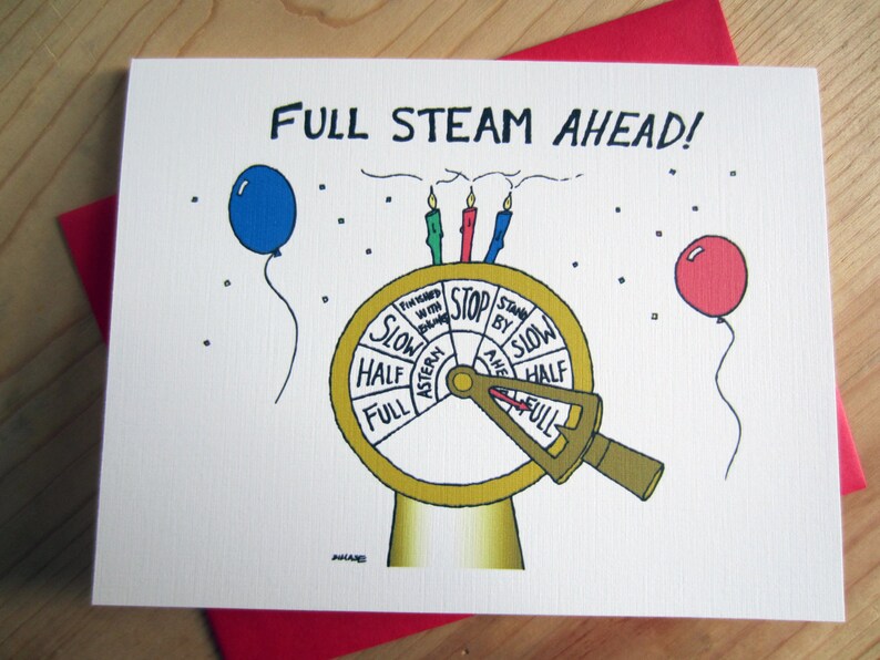 Birthday Card: Full Steam Ahead Cartoon - Etsy