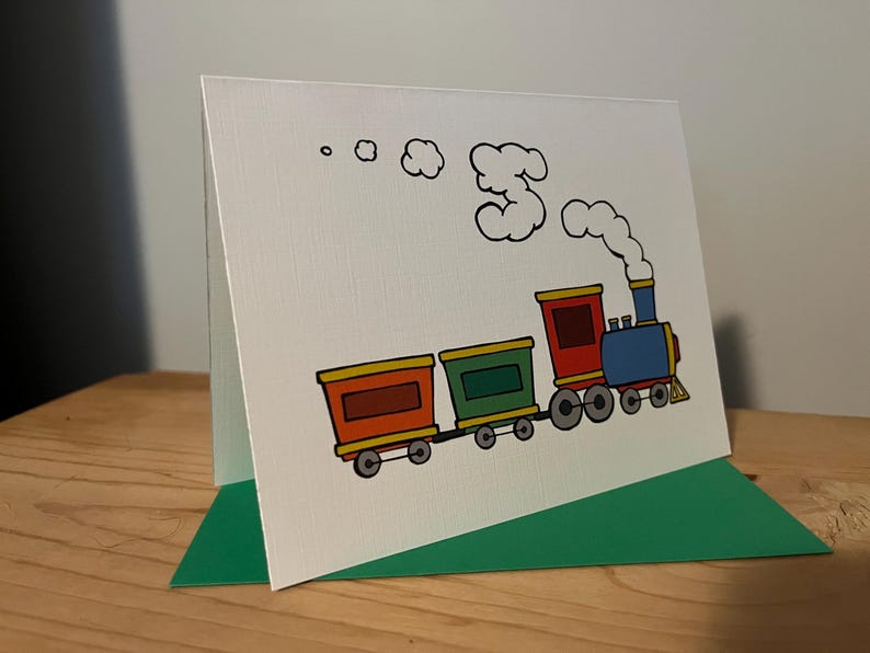 5th Birthday Card: Train Cartoon - Etsy