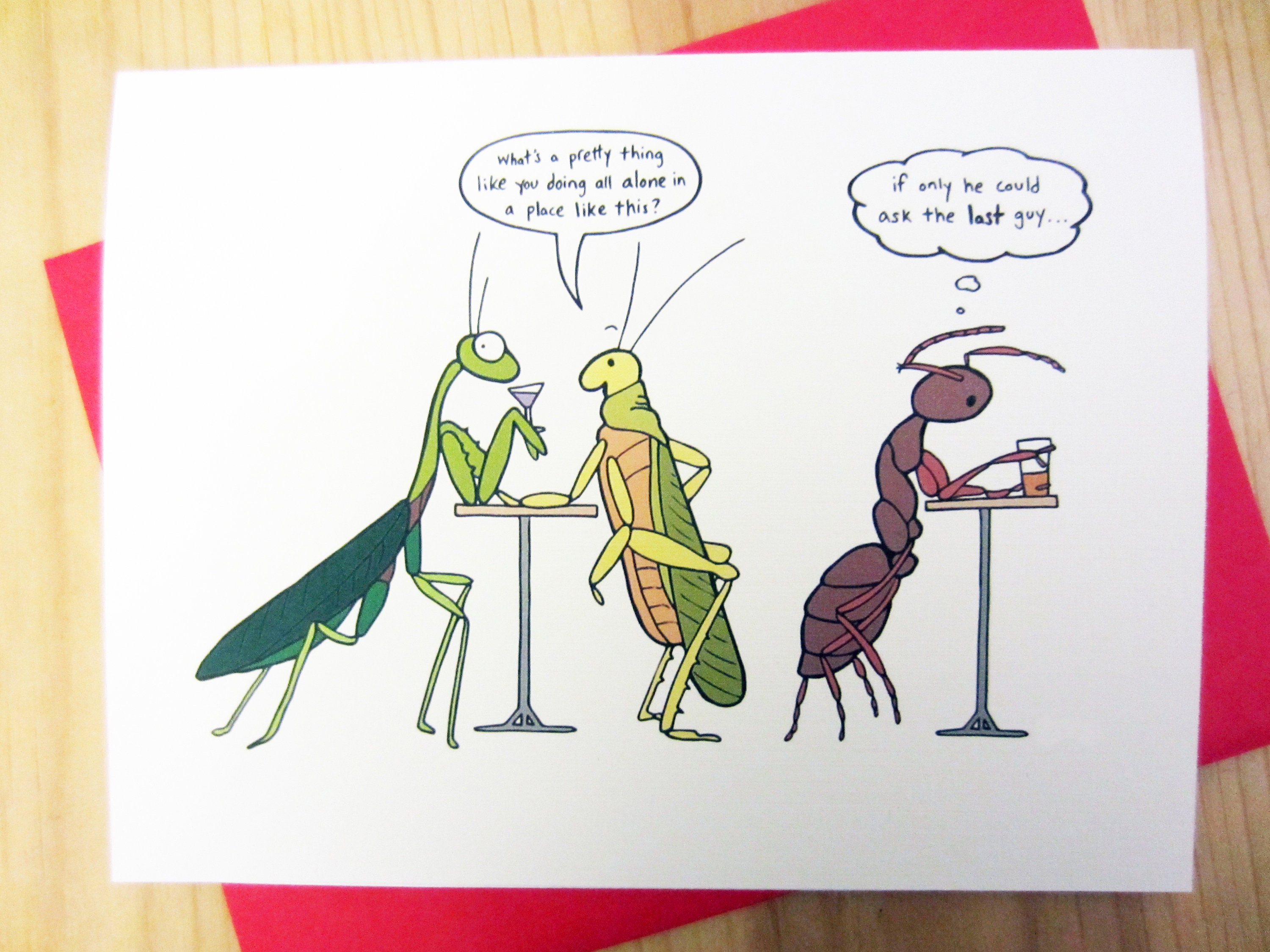 Love Greeting Card: Praying Mantis Cartoon - Etsy