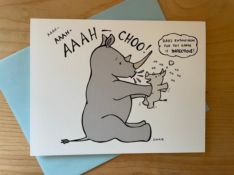Father’s Day Card: Rhino Cartoon - Etsy