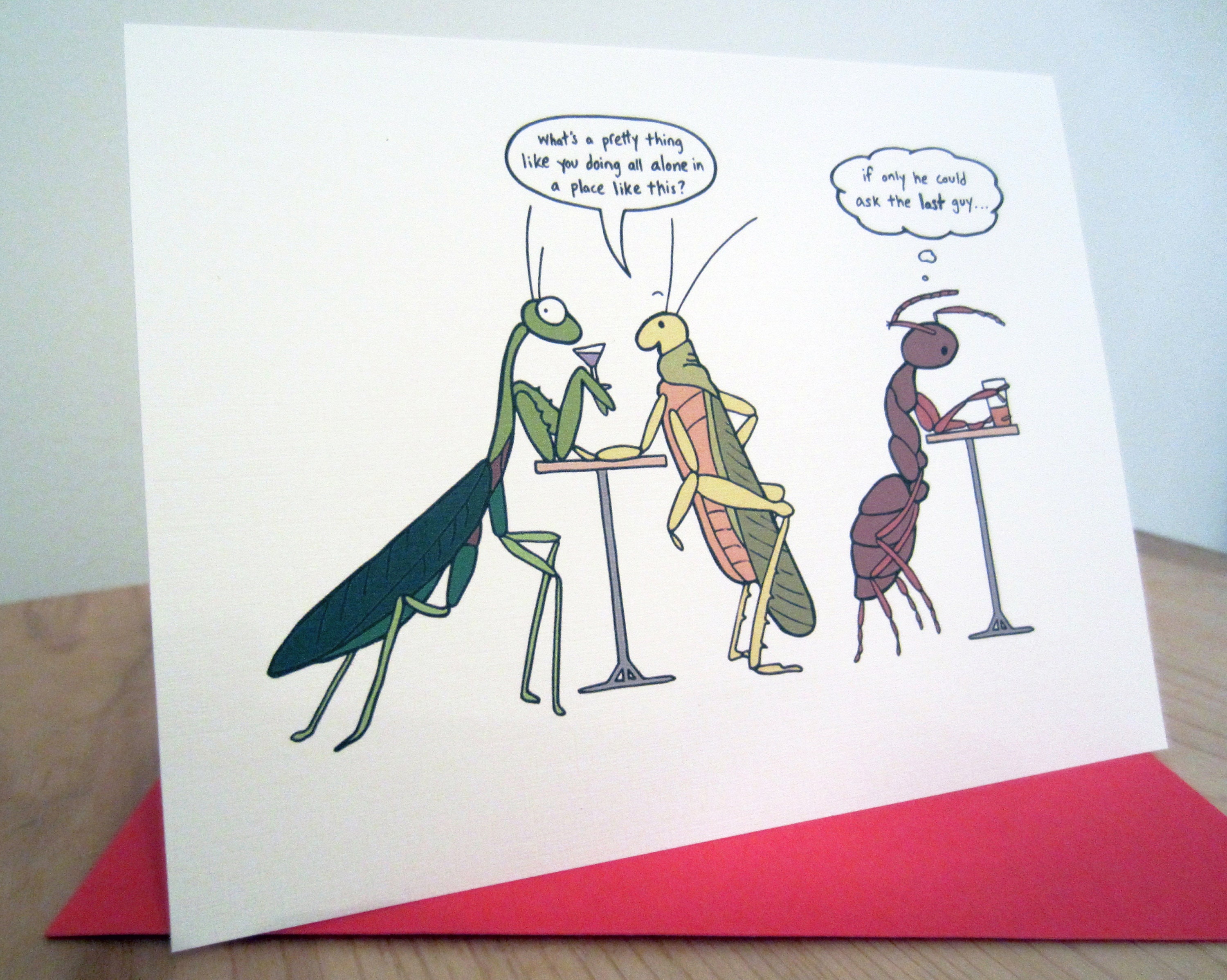 Love Greeting Card: Praying Mantis Cartoon - Etsy