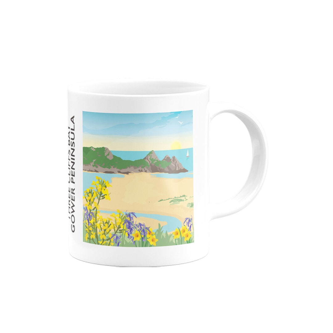 Three Cliffs Bay, Gower Peninsula, Wales Mug - by Tabitha Mary - Travel ...