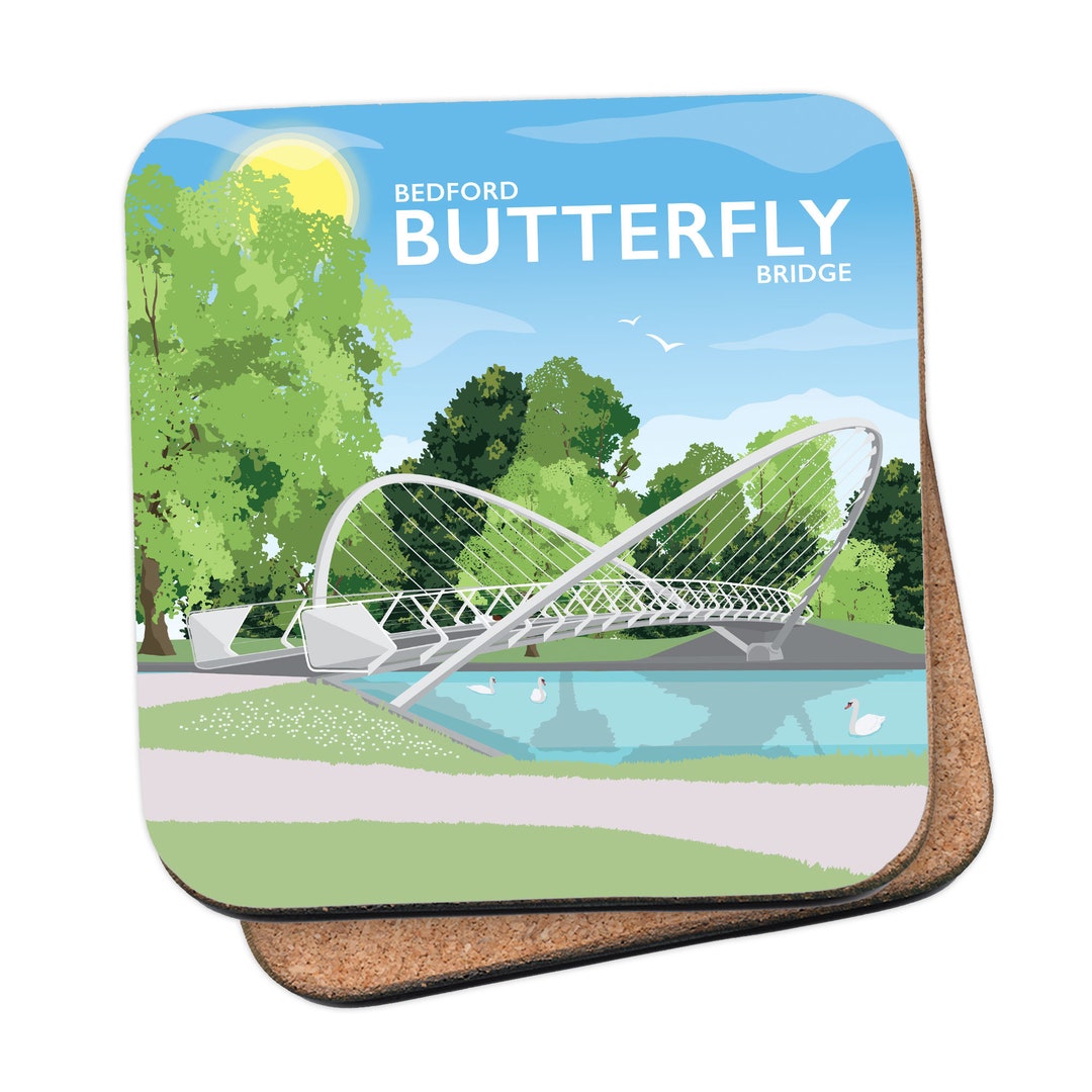 The Butterfly Bridge, Embankment, Bedford, Bedfordshire Coaster - by ...