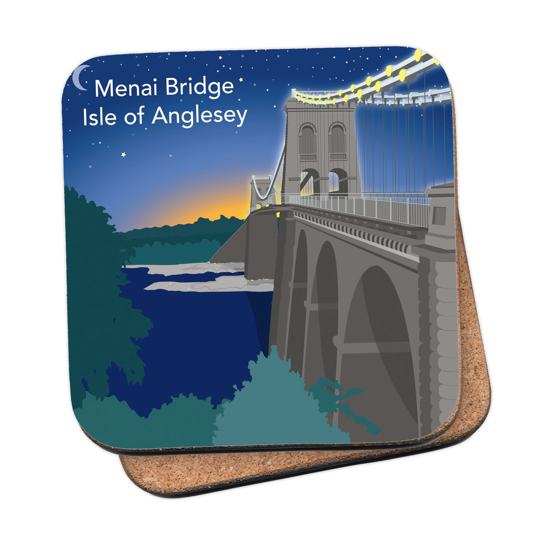 Menai Bridge, Anglesey Coaster - by Tabitha Mary - Travel Prints and ...