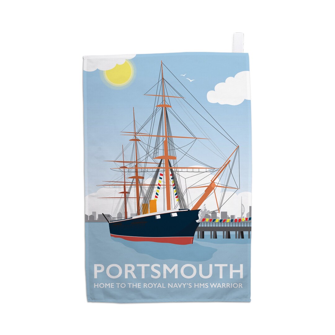 HMS Warrior, Portsmouth, Hampshire Tea Towel - by Tabitha Mary - Travel ...