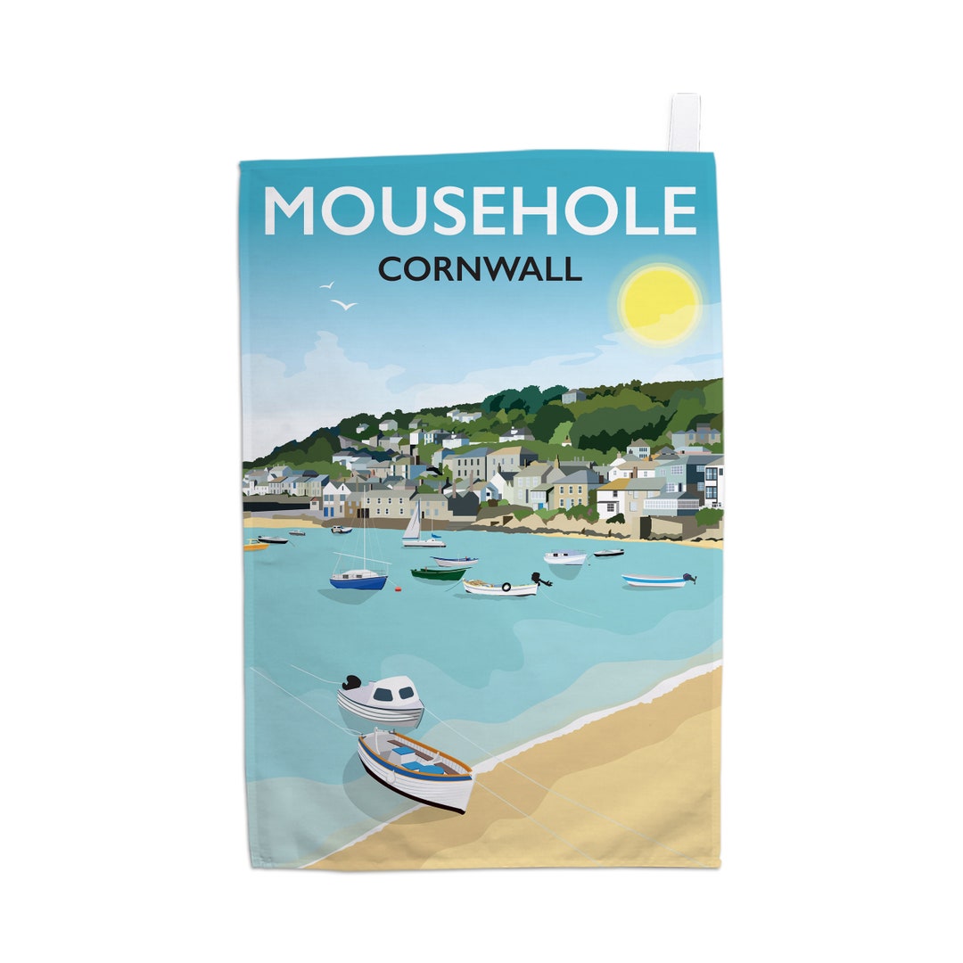 Mousehole, Cornwall Tea Towel Travel Prints, Cards, Gifts by Tabitha ...