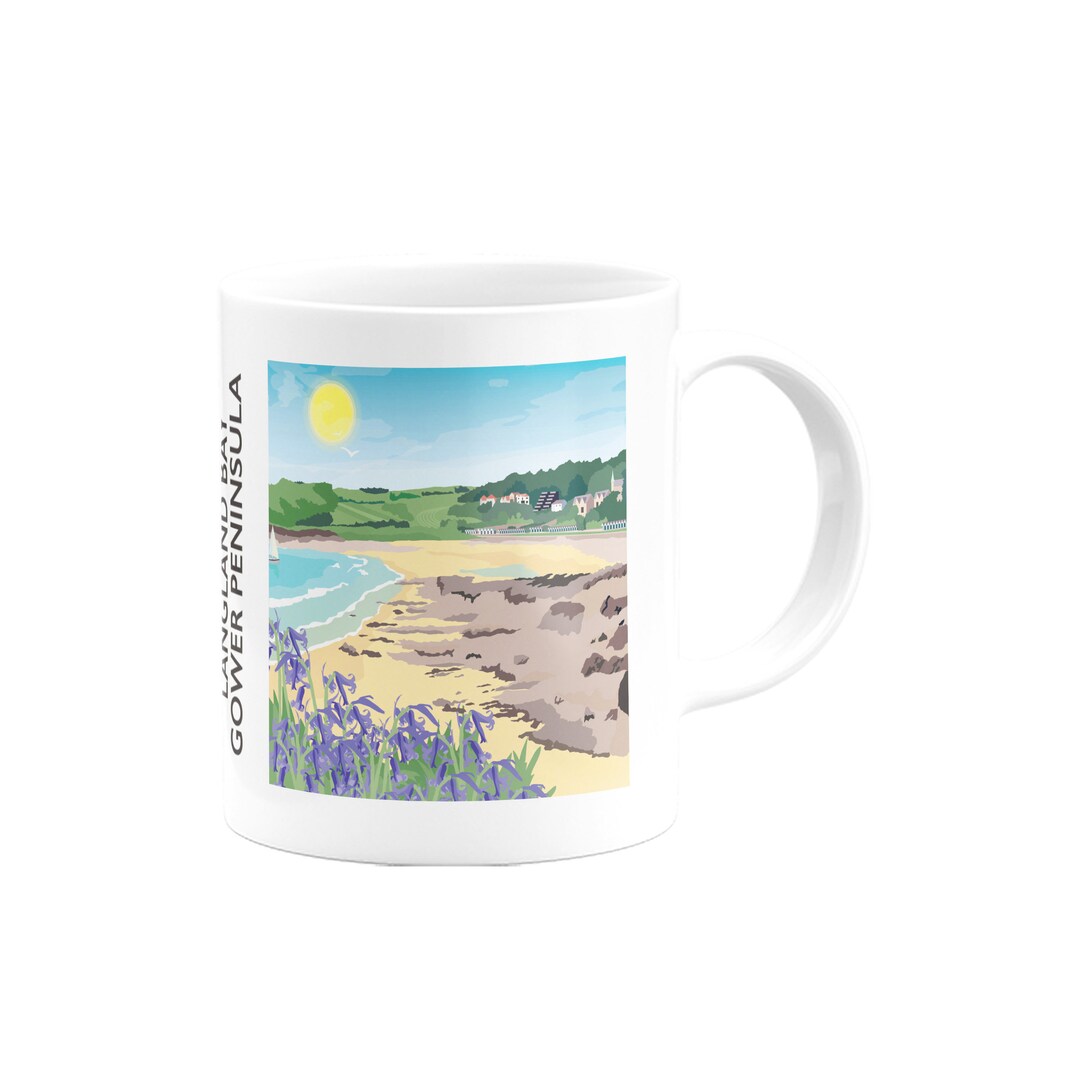 Langland Bay, Gower Peninsula, Wales Mug - by Tabitha Mary - Travel ...