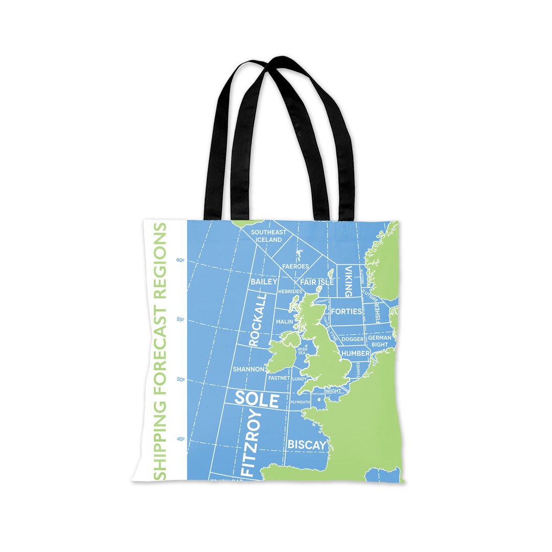 Shipping Forecast Regions Map in Weather Map Tote Bag - by Tabitha Mary ...