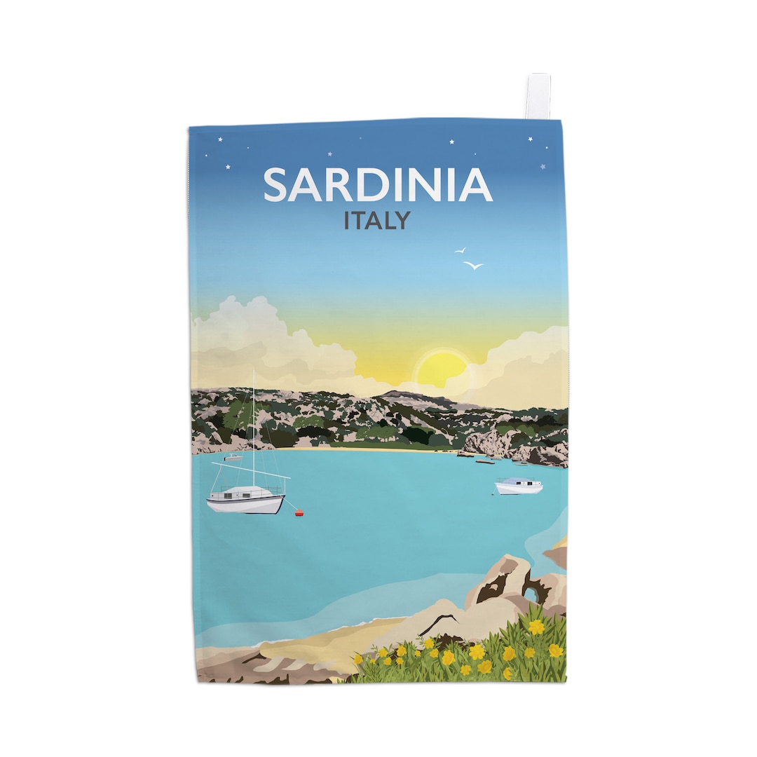 Sardinia, Italy Tea Towel Capture a Memory With a Travel Design by ...