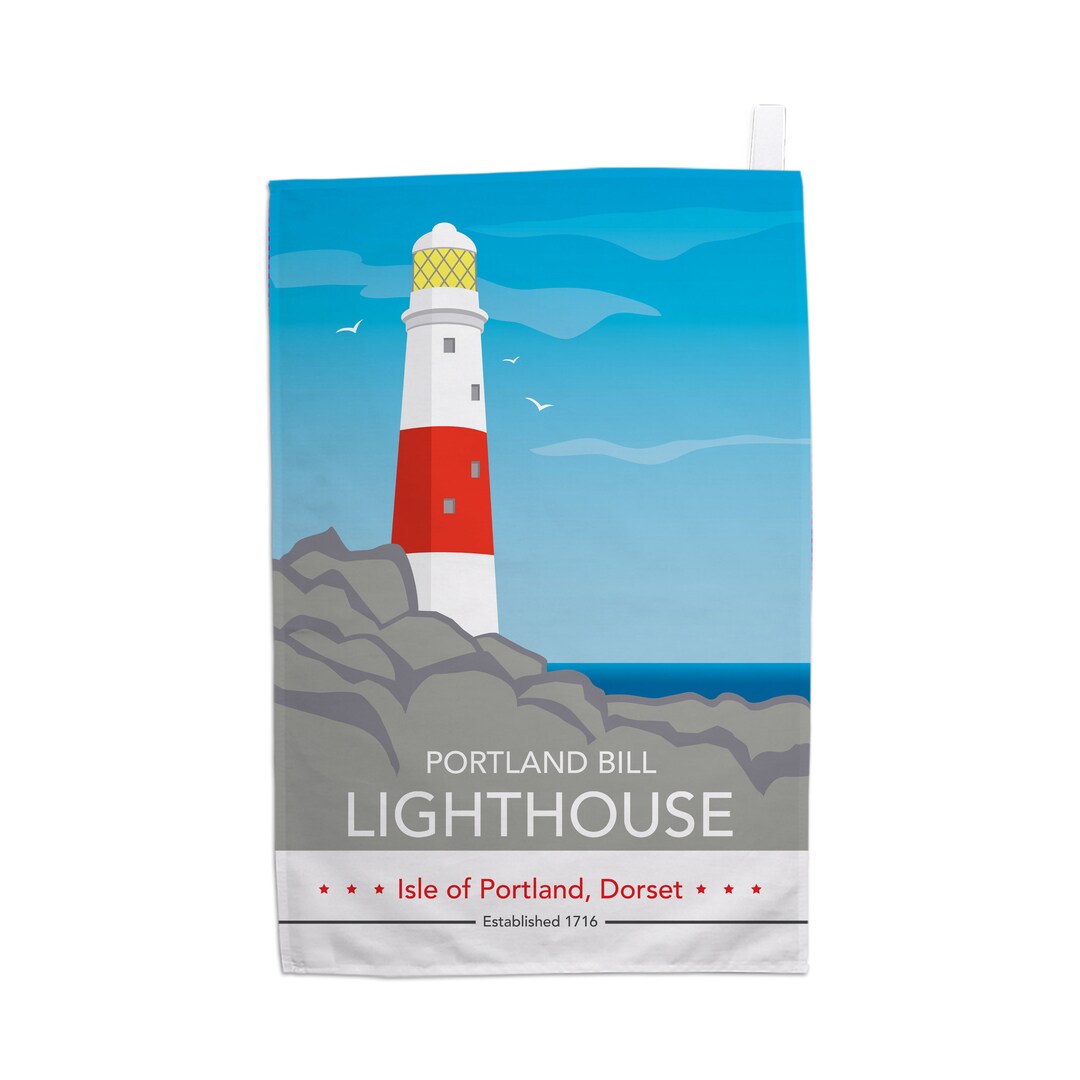 Portland Bill, Lighthouse, Dorset, Day Tea Towel - by Tabitha Mary ...