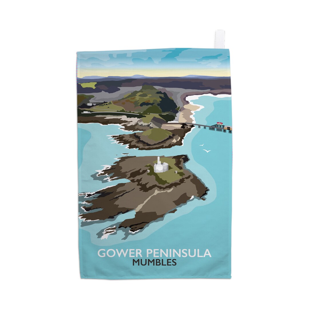 Mumbles, Gower Peninsula, Wales Tea Towel - by Tabitha Mary - Travel ...