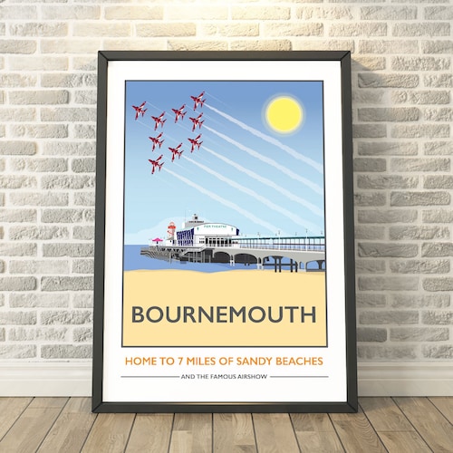 Bournemouth Dorset. HAND SIGNED Art Print/travel Poster by | Etsy UK