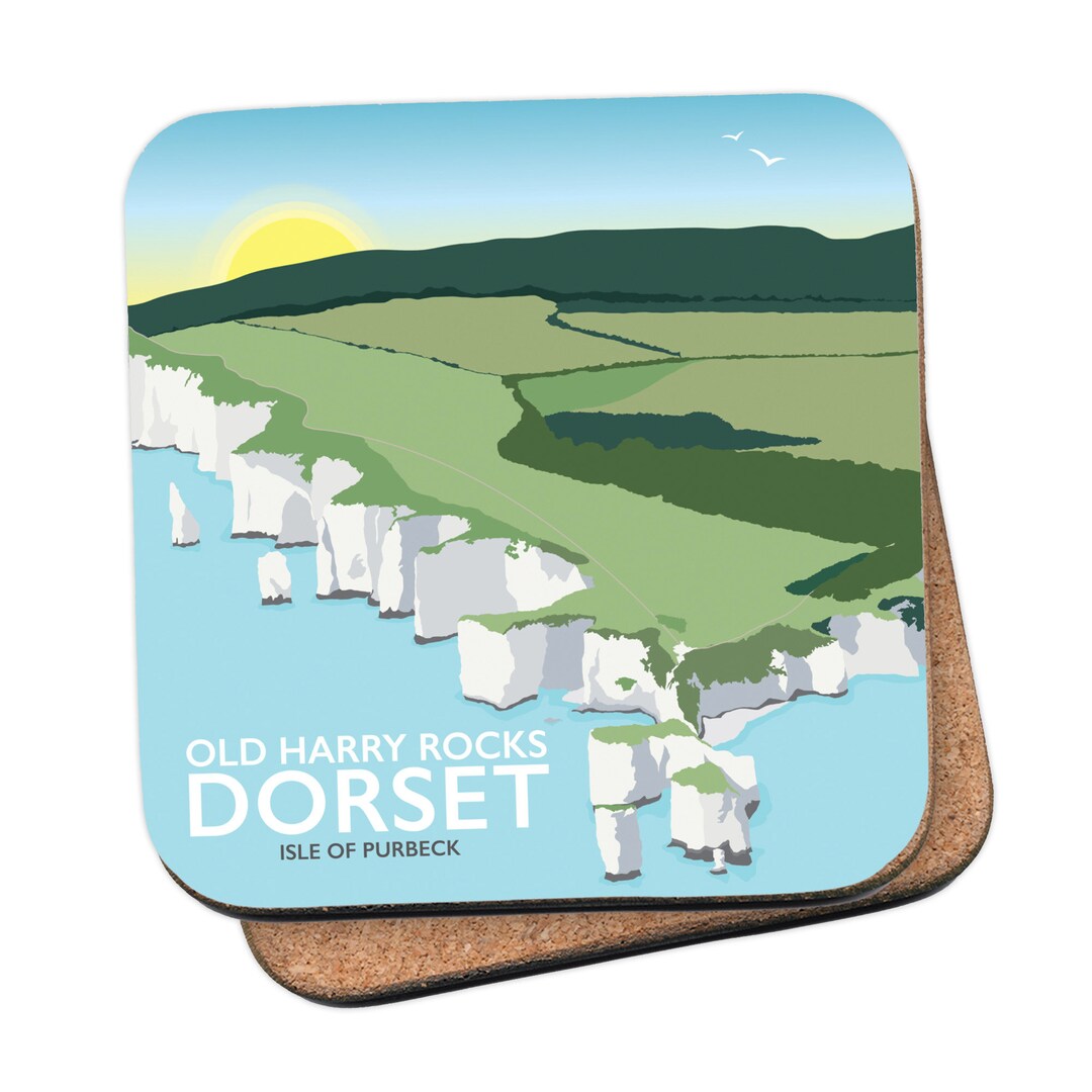 Old Harry Rocks, Dorset Coaster - by Tabitha Mary - Travel Prints and ...
