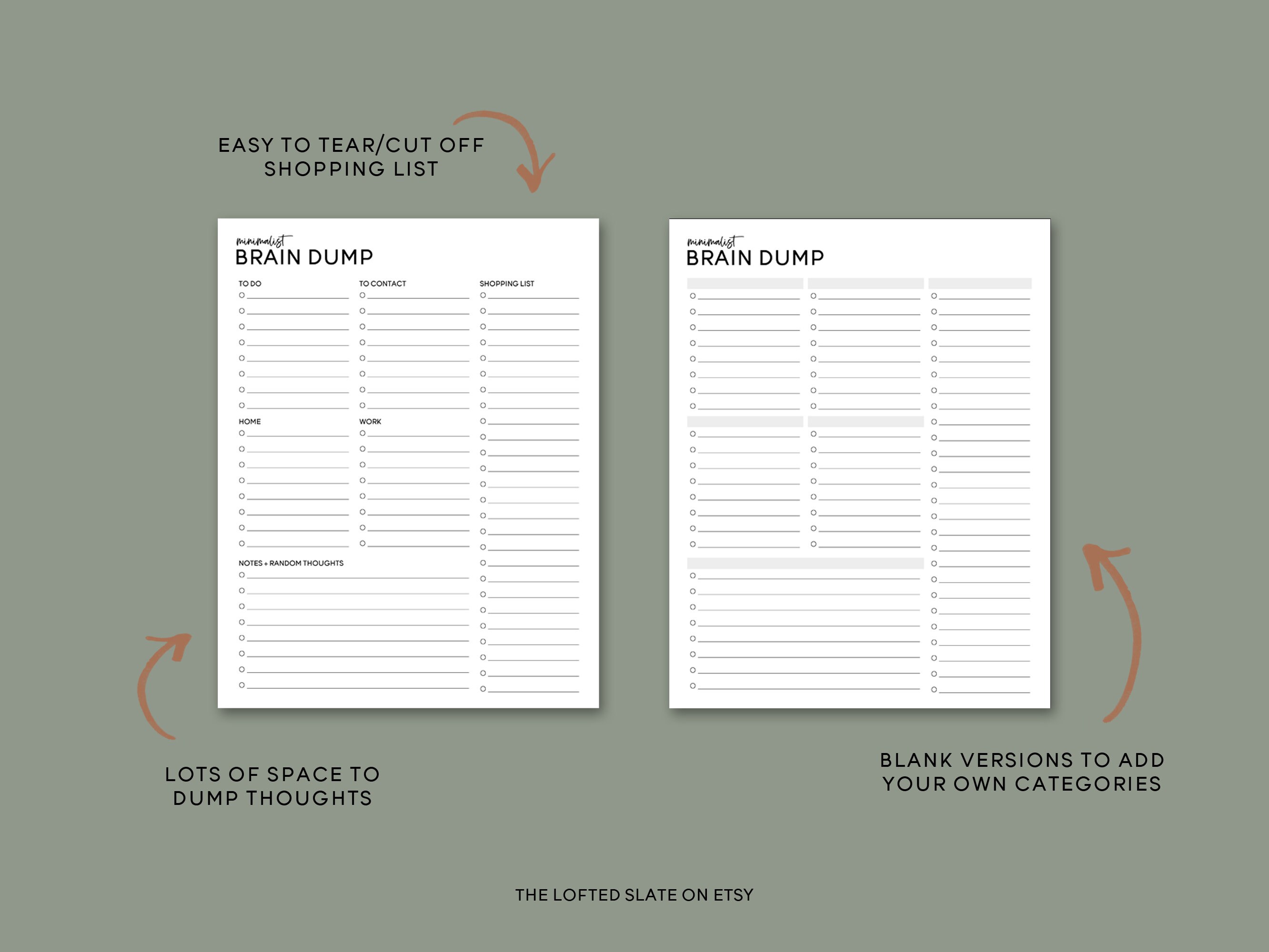 Brain Dump Printable Printable to Do List Thoughts Organizer ADHD Daily ...