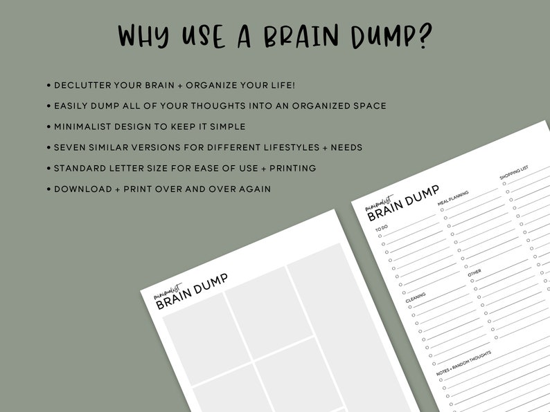 Brain Dump Printable Printable to Do List Thoughts Organizer ADHD Daily ...