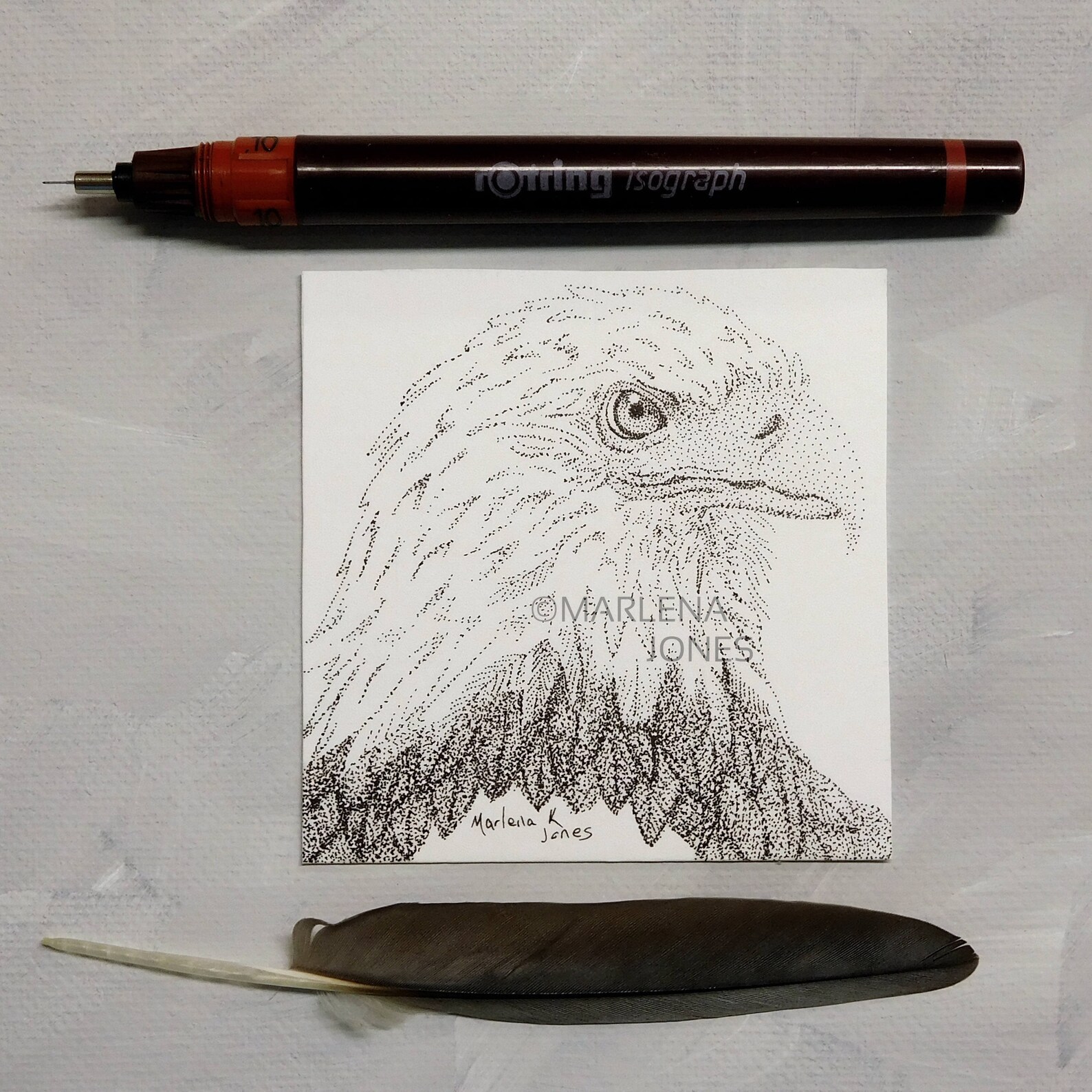 Stippling Drawing Bald Eagle Pointillism 3 X 3 - Etsy Hong Kong