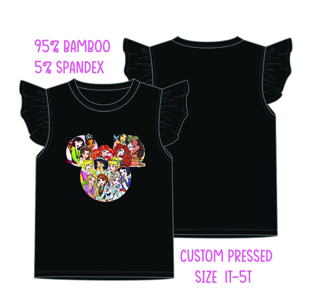 Chonky Cheeks BAMBOO Viscose Disney Princess Ruffle Top - Etsy