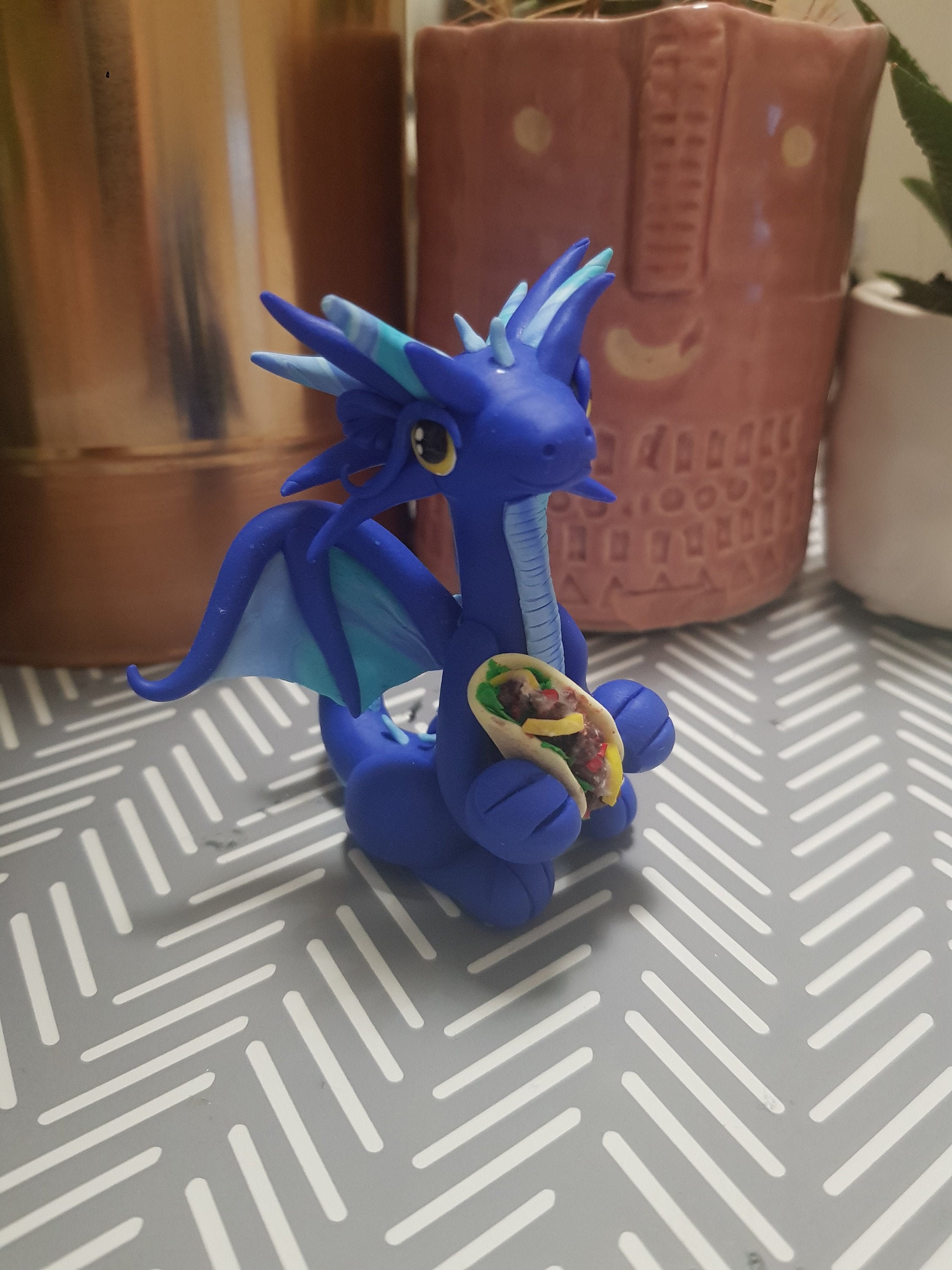 Art & Collectibles Figurines Red polymer clay taco dragon etna.com.pe