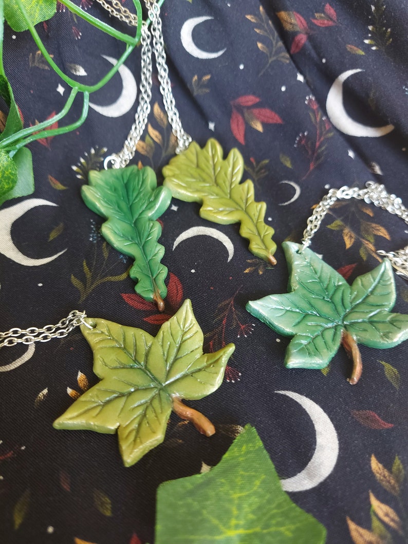 Polymer Clay Ivy or Oak Leaf Necklace - Etsy