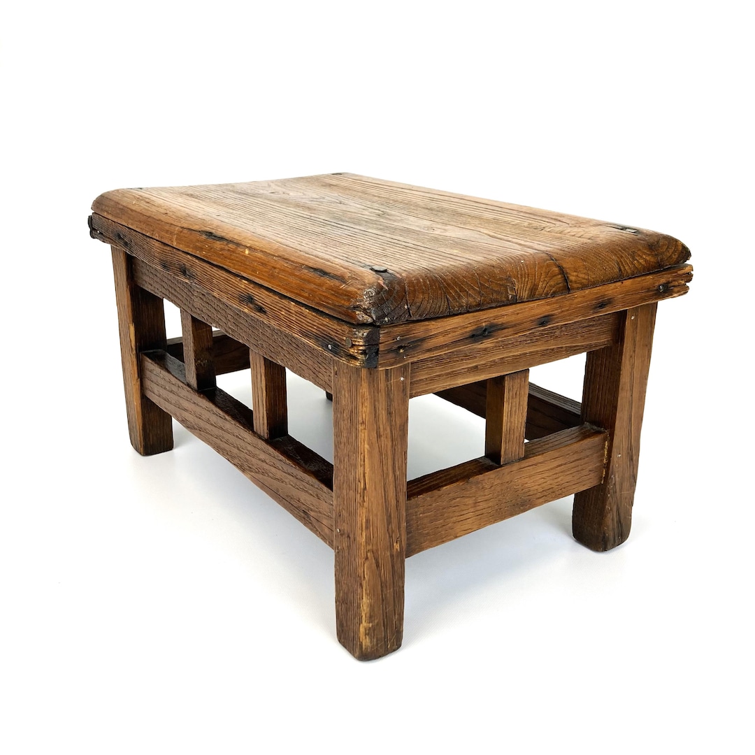 Vintage Footstool - Arts and Crafts Oak Stool Made With Reclaimed Wood ...