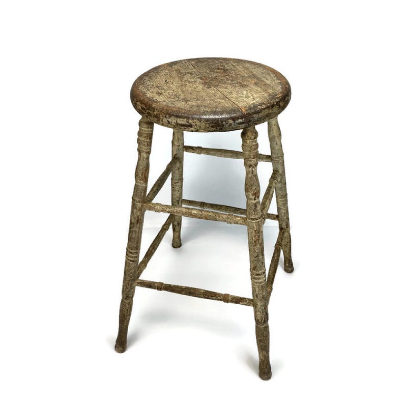 Antique Distressed Turned Leg Stool - Etsy