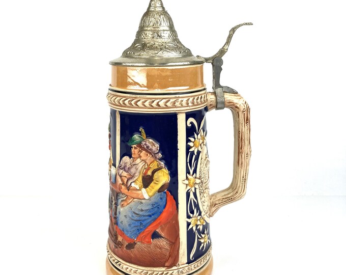 Vintage German Gerz Beer Stein - Impressed Gerz Mark - Tavern Scene - Etsy