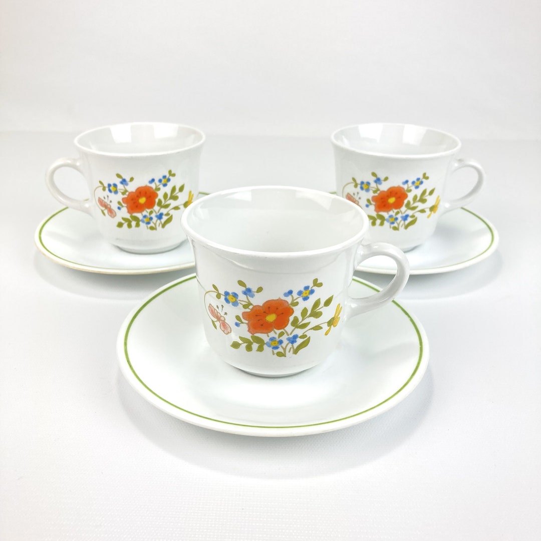 Vintage Corelle Tea Cup and Saucer Wild Flower Pattern - Etsy