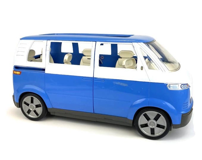 Vintage Blue and White Barbie Microbus VW Van 2002 - Rare - Working ...