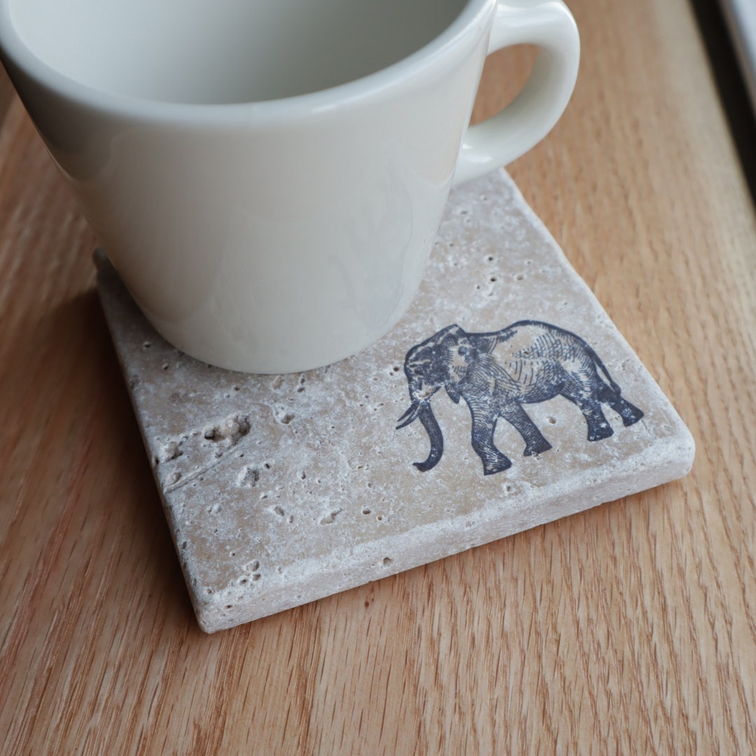 Rustic Stone Elephant Coasters - With Optional Vintage Café Mug - Etsy
