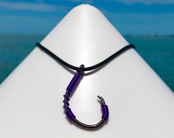 The REAL Fish HOOK HEART Necklace Pink and Seafoam Green on - Etsy