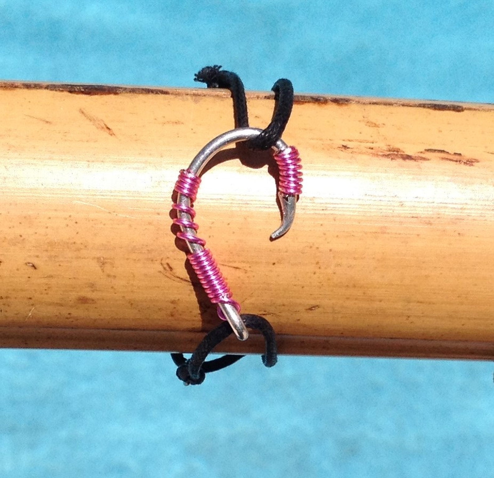 The REAL FISH HOOK Bracelet/anklet - Pink on Silver Hook - Etsy
