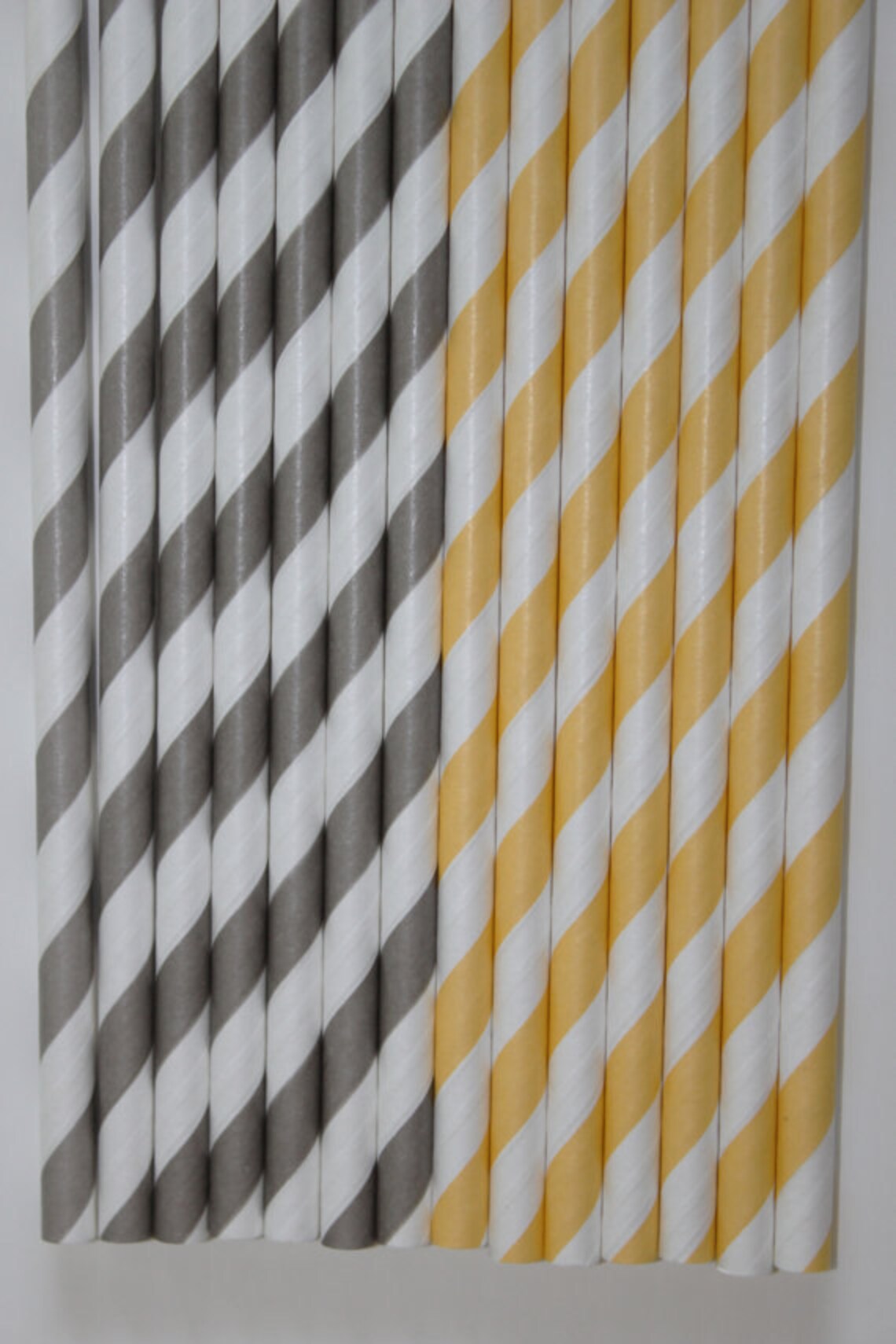 100 Lt.yellow Grey Stripe Paper Straws Wedding Birthday Shower - Etsy