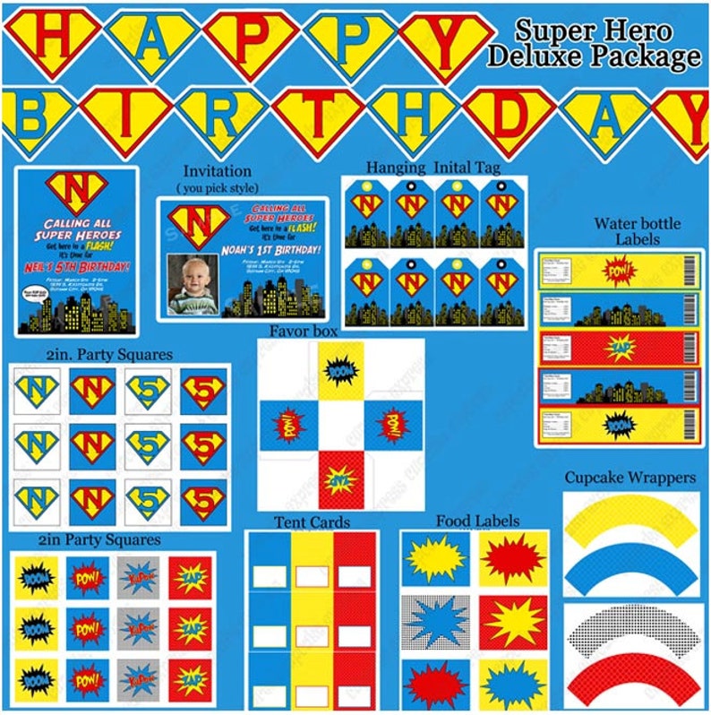 Superhero Polka Dot Print 11 Balloons Birthday Party - Etsy