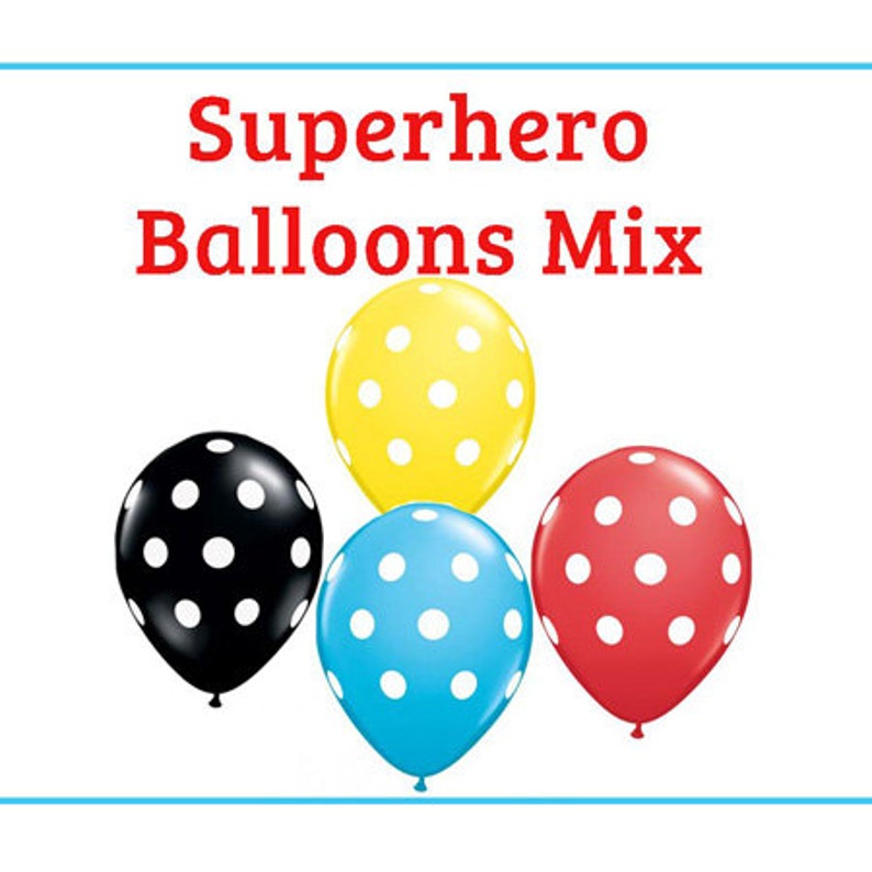 Superhero Polka Dot Print 11 Balloons Birthday Party - Etsy