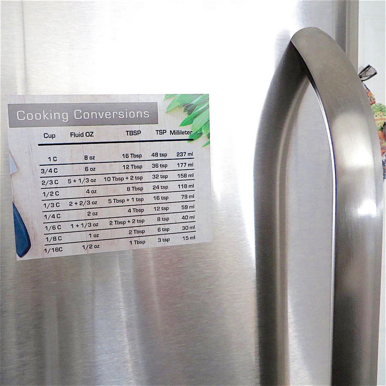 Cooking Conversions Magnet, Conversion Chart Decal, Kitchen Conversions ...