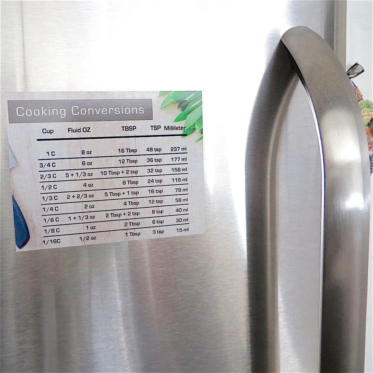 Cooking Conversions Magnet, Conversion Chart Decal, Kitchen Conversions ...
