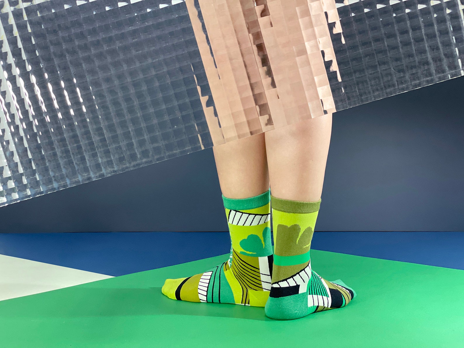 Clover Collage Green Unisex Crew Socks | Mismatched Socks | Colorful ...