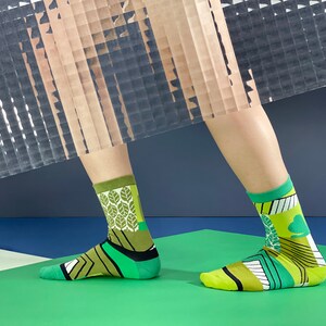 Clover Collage Green Unisex Crew Socks | Mismatched Socks | Colorful ...