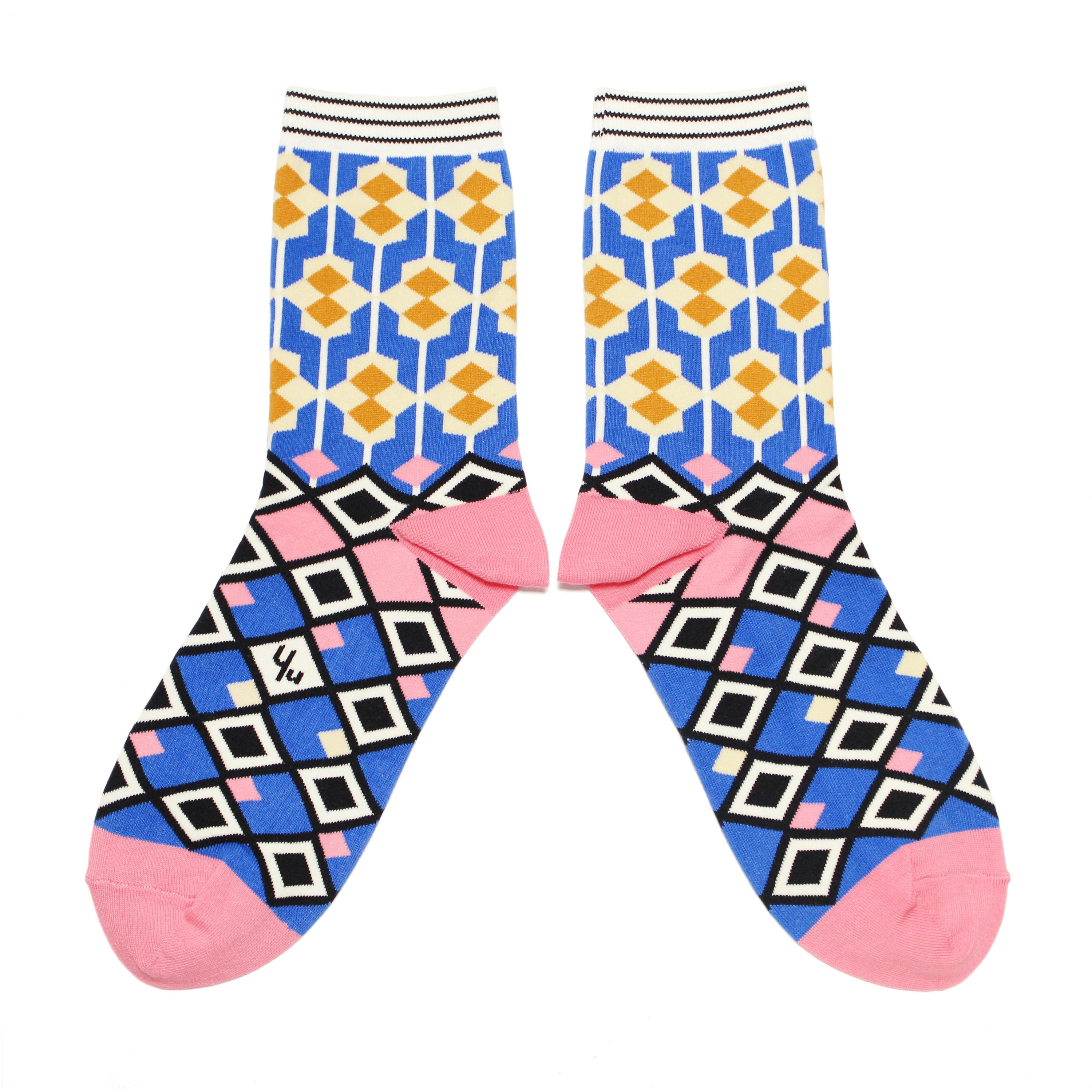 Moroccan Tile Blue Unisex Crew Socks Cotton Socks Colorful Fun ...