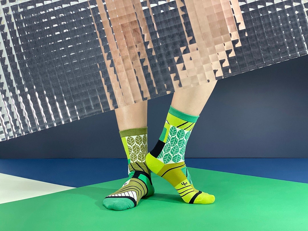 Clover Collage Green Unisex Crew Socks | Mismatched Socks | Colorful ...